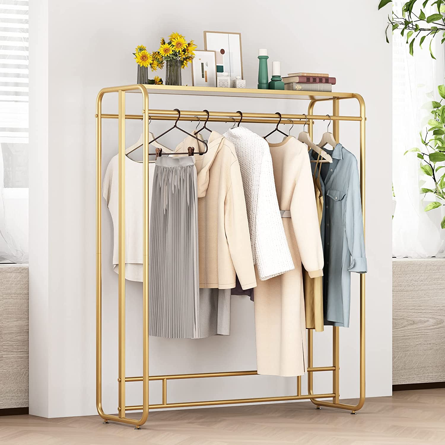 ZXNYH Heavy Duty Gold Clothing Rack for Boutique Use, Metal Garment ...