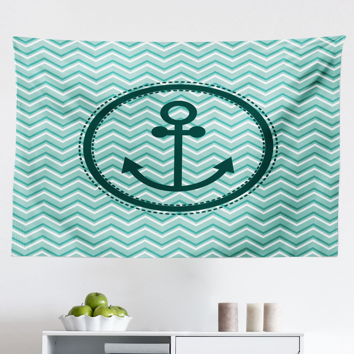 Anchor Tapestry, Anchors Zigzag Chevron Background Abstract Waves ...