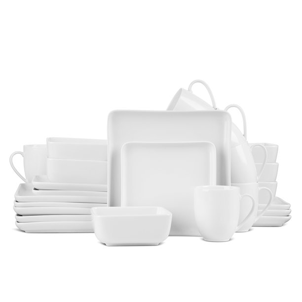 Stone Lain Amy 24-Piece Dinnerware Set Porcelain, White - Walmart.com