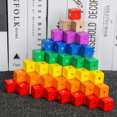 Cheers 10Pcs Wooden Magenetic Cubic Blocks Bricks DIY Building ...