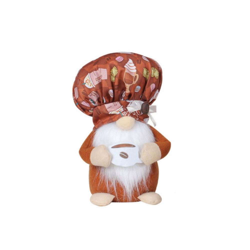 Chef Hat Faceless Dwarf Coffee Cup Pattern Plush Doll Cute Dwarf Doll ...