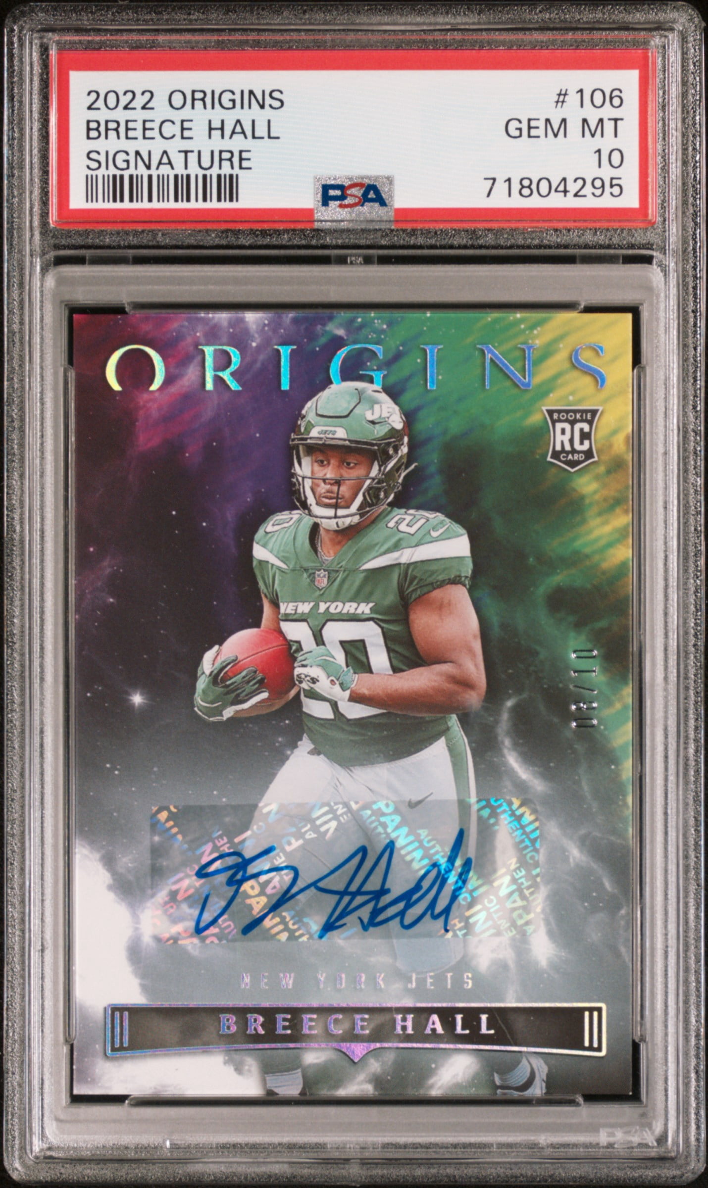 2022 Panini Origins Breece Hall Signature 08/10 Rookie #106 PSA 10 GEM ...