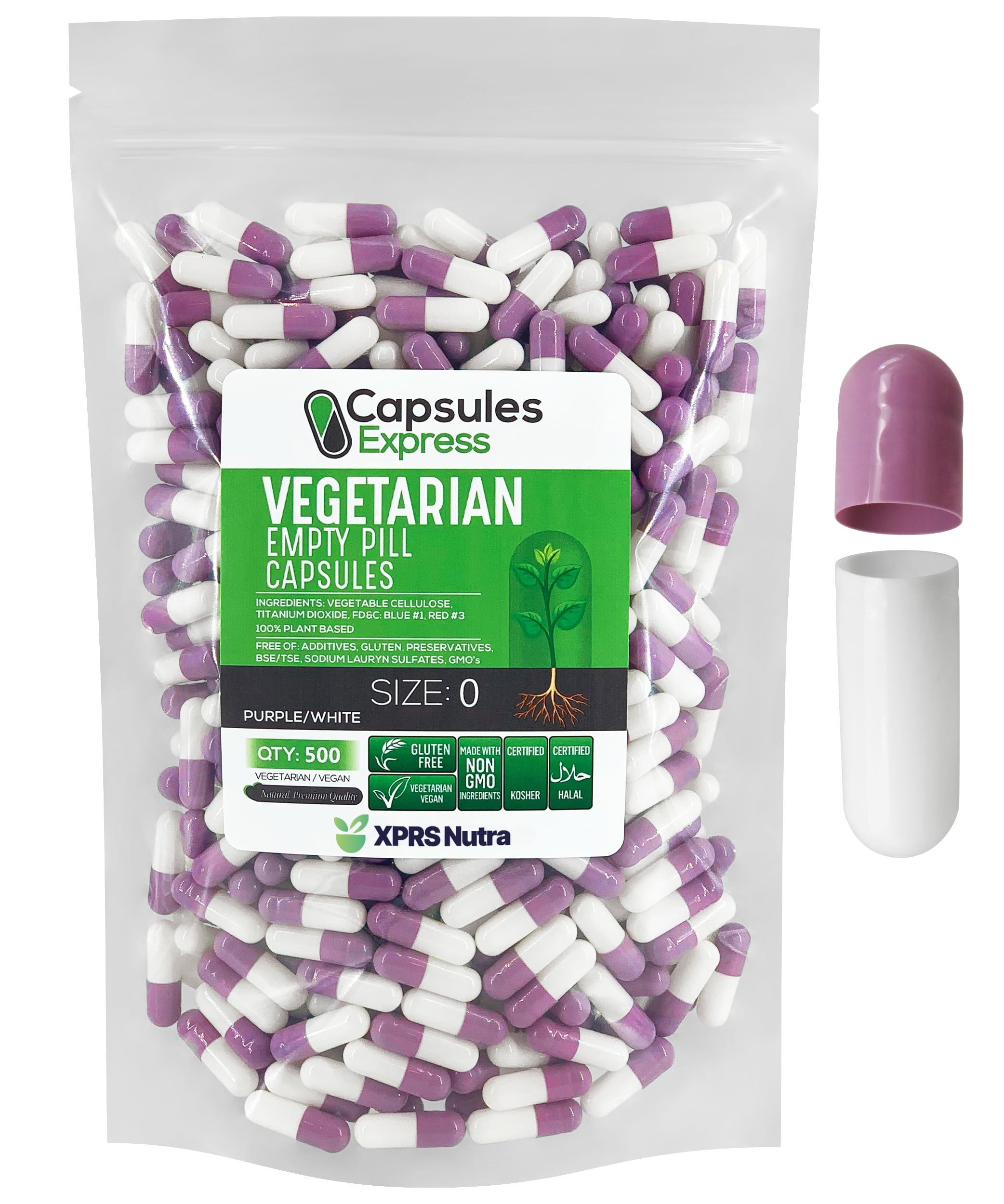 Capsules Express- Size 0 Lavender and White Empty Vegan Capsules ...