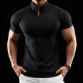 Antinious Men Solid Rib Zip Collared Short Sleeve Trendy Versatile ...