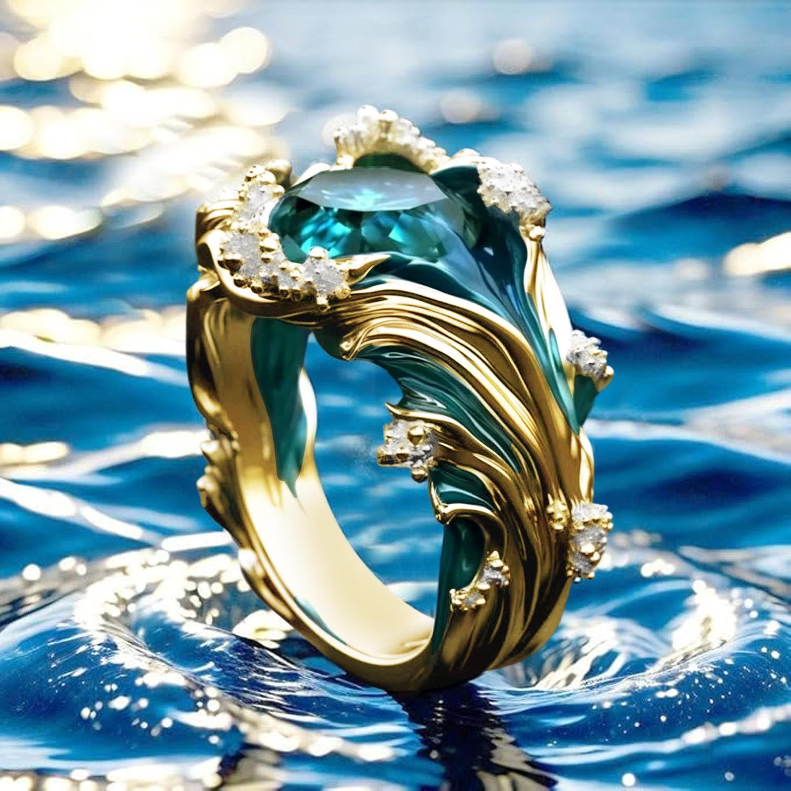 Click here for Vaidha Ocean Wave Resin Fashion Ring For Women Ope... prices