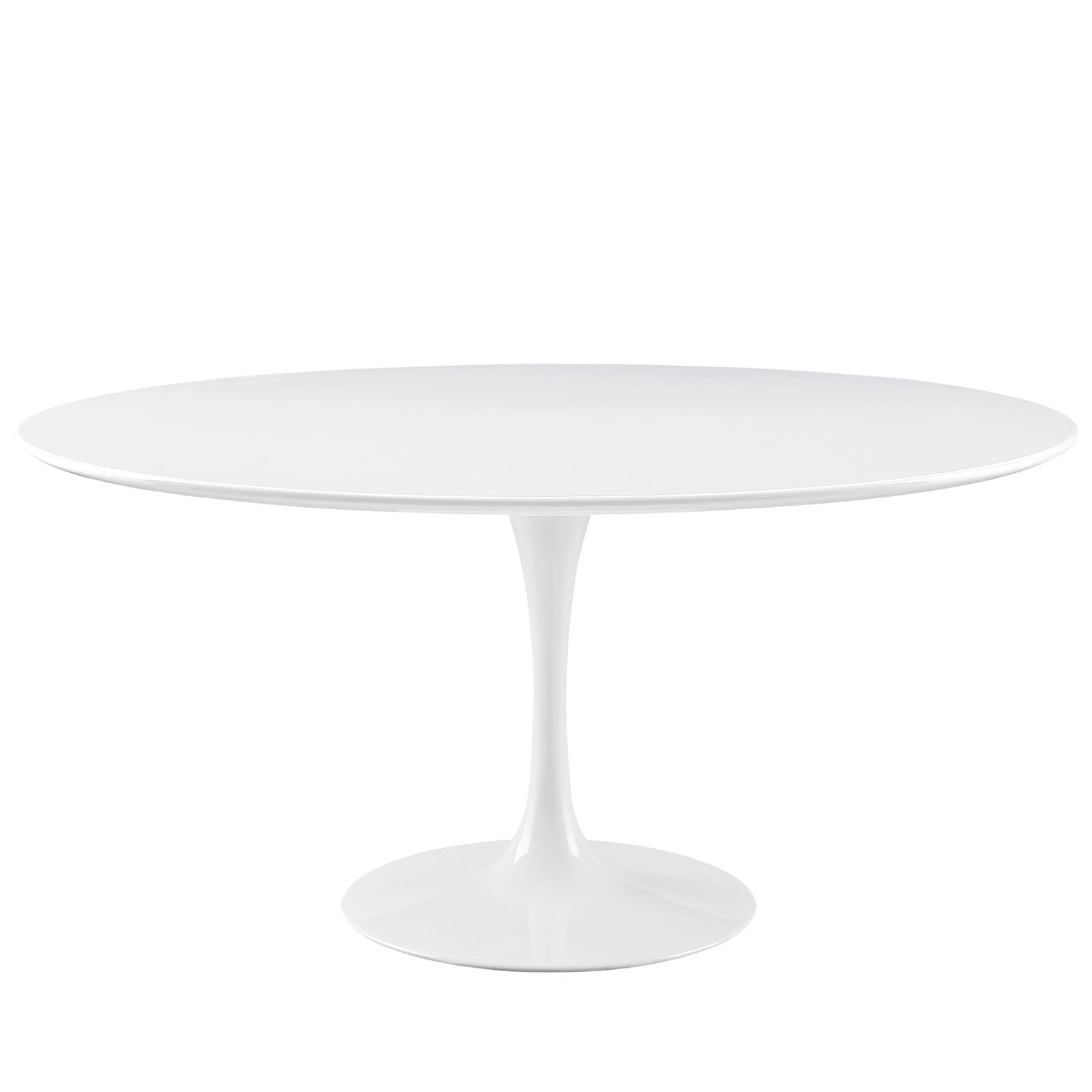 60” Round White Modern Tulip Dining Table: Contemporary Wood Top ...