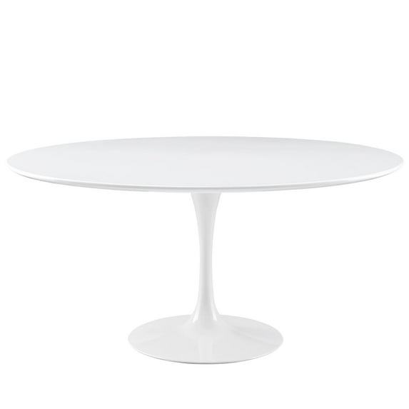 60” Round White Modern Tulip Dining Table: Contemporary Wood Top ...