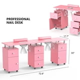 Ktaxon Double Nail Desk with Electric Dust Collectors, 5 Drawers, 2 ...