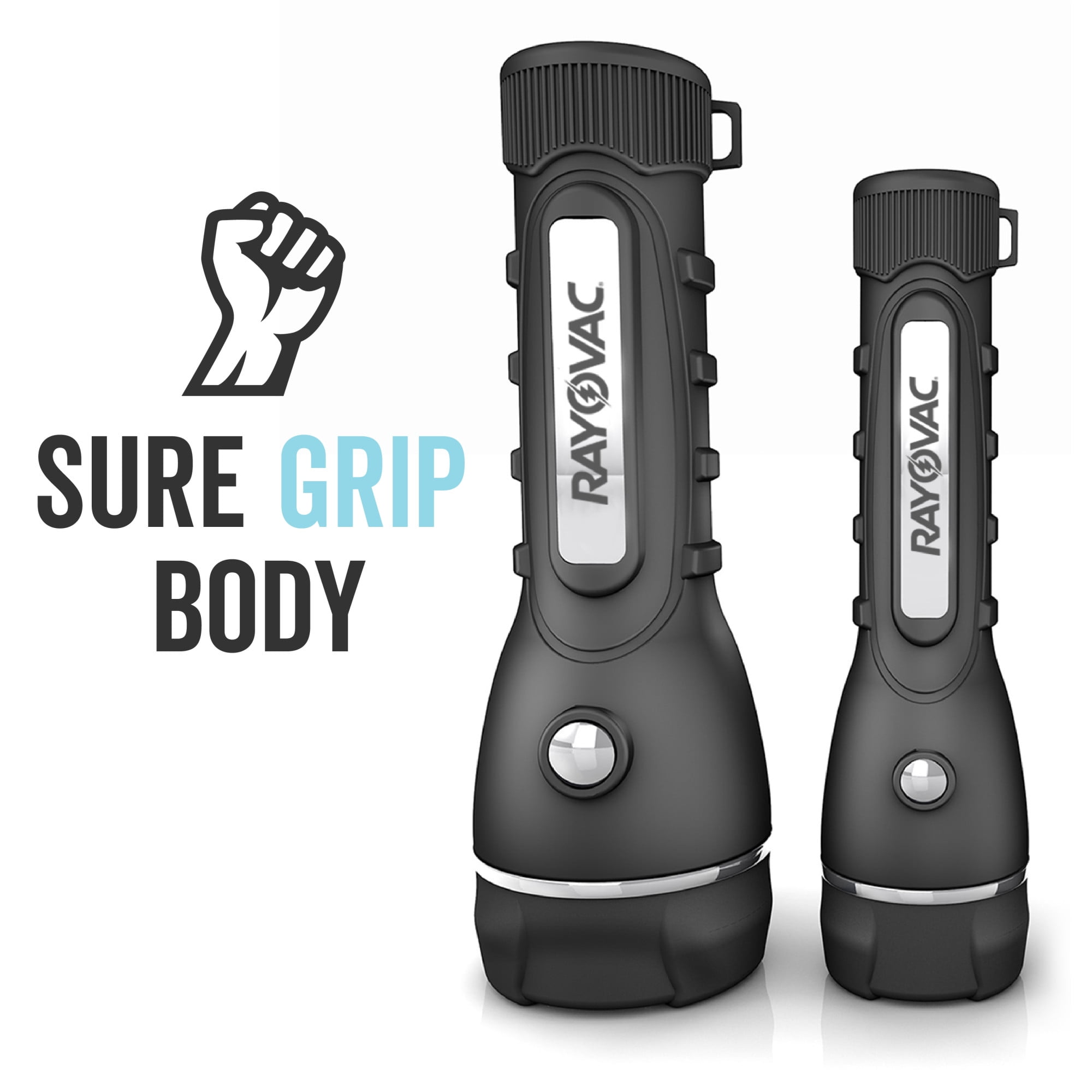 Rayovac Rubberized LED Flashlight Multipack with AA and D Batteries in ...