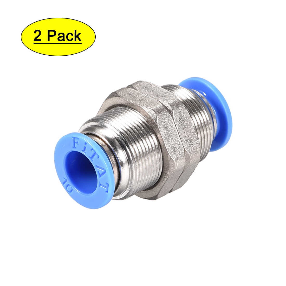 Push to Quick Air Connect Fittings Bulkhead Union 10mm Tubing OD 2Pcs ...