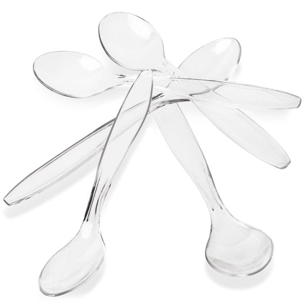Disposable Plastic Spoons 5 Inch Clear - Dessert Spoons for Ice Cream, Mini Spoons for Tasting ...