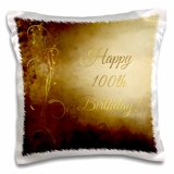 3dRose 100th Birthday, Elegant Gold Vine on Gold Background - Pillow ...
