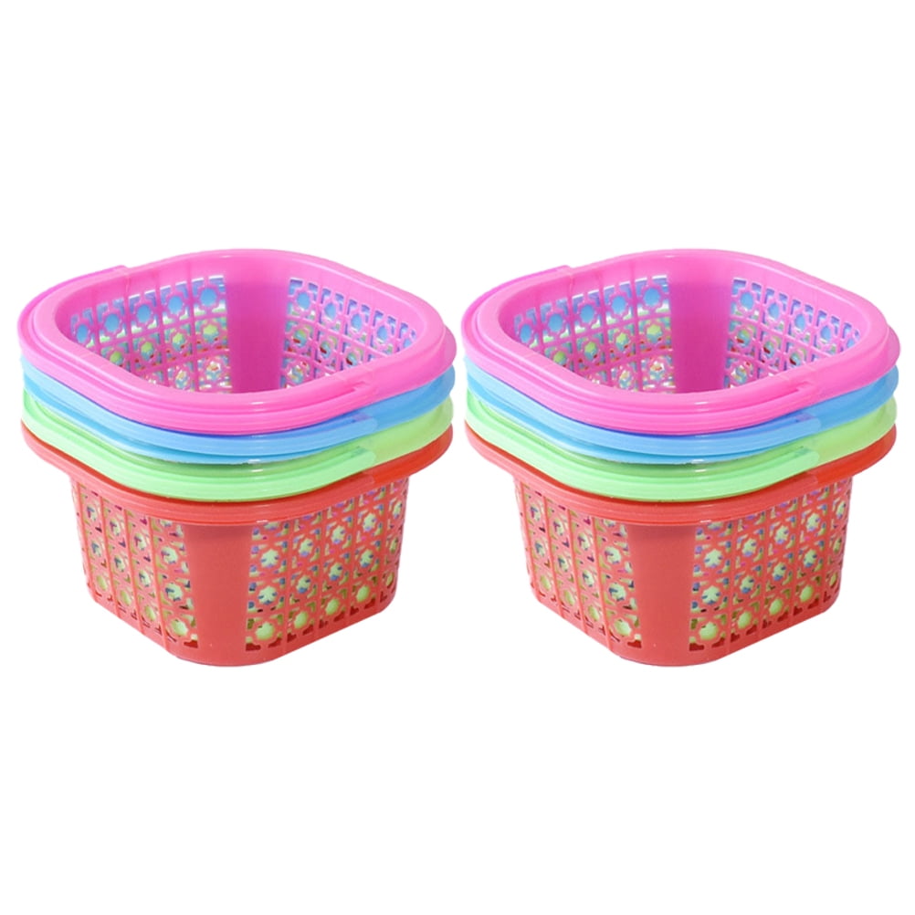 1 Set 6pcs Colorful Square Shape Plastic Small Baskets Fruit Pickup ...