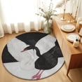Black White Swan Round Living Room Rugs 5 ft, Vintage Romantic Swan ...