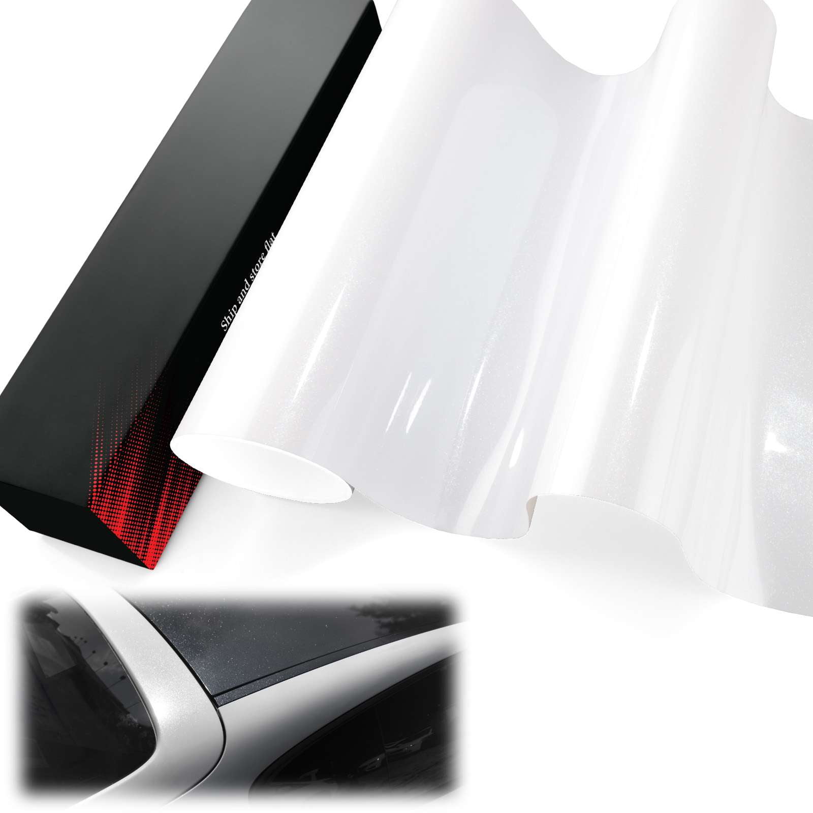 PET Liner Vinyl Super Gloss Metallic Sparkle White Automotive Wrap Car ...