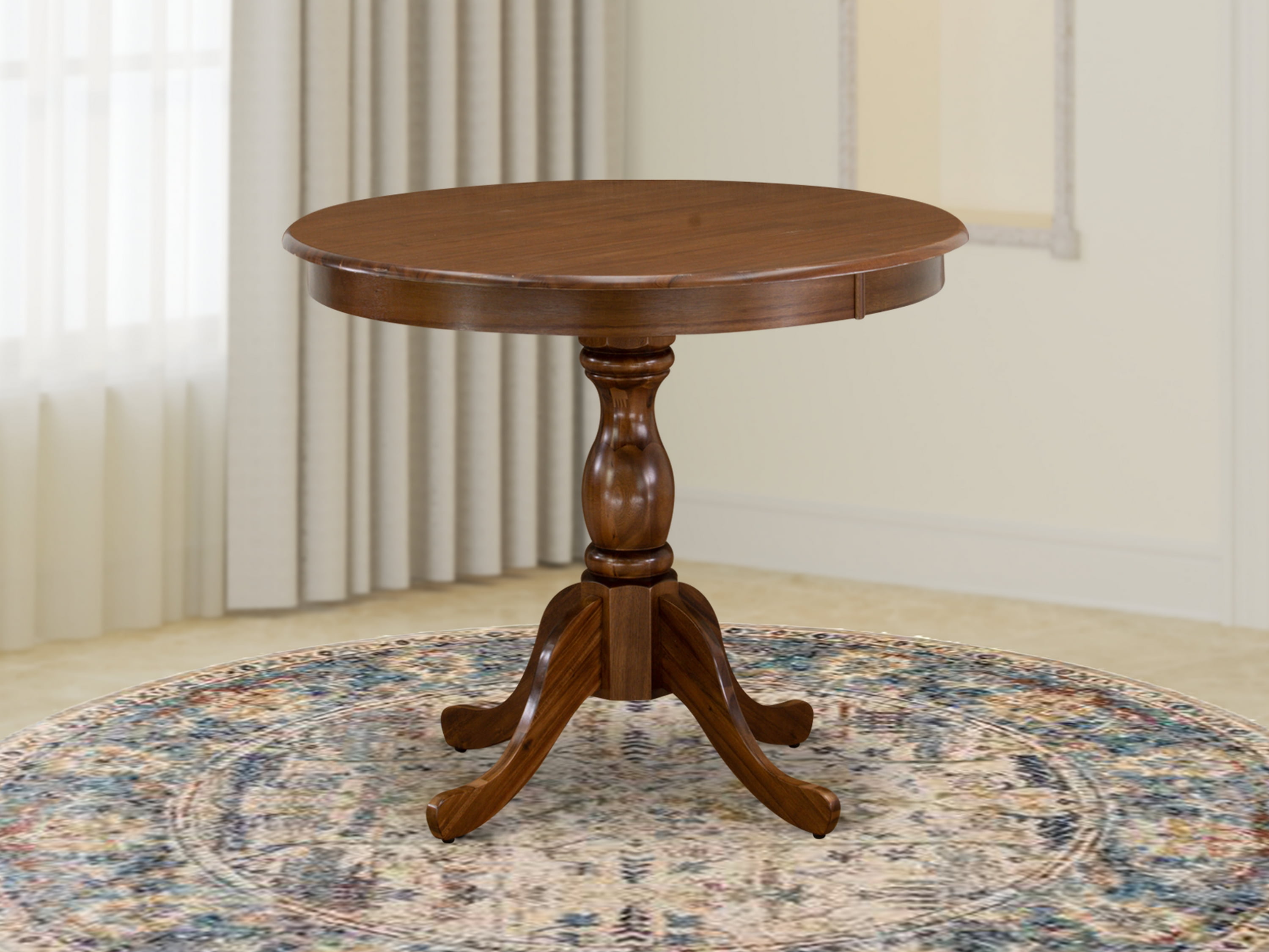East West Furniture AMT-AWA-TP Round Wood Table Walnut Color Table Top ...