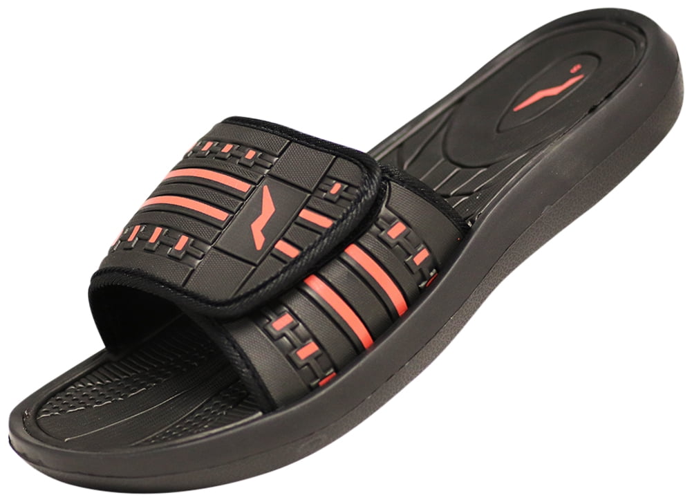 NORTY Mens Adjustable Slide Sandals Adult Male Footbed Sandals Black ...