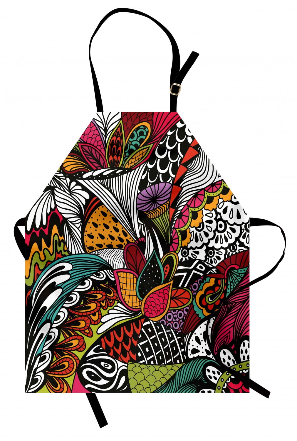 Garden Apron Doodle Abstract Exotic Flowers Colorful Ornate Leaves ...