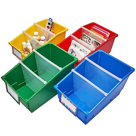 Really Good Stuff Large Plastic Labeled Book and Organizer Bin for ...