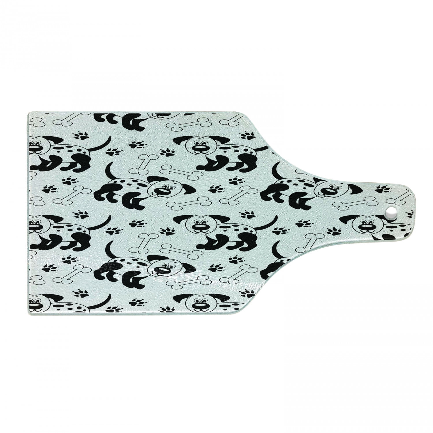 Bones Cutting Board, Monochrome Style Pattern of Puppy Paws on a Plain ...