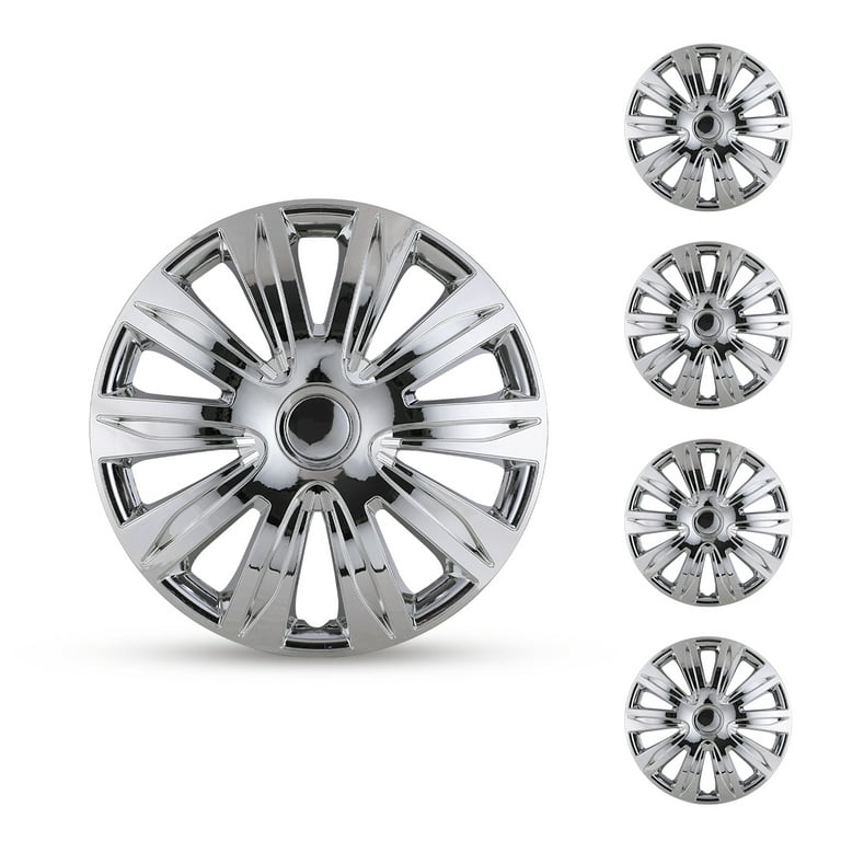 4 Pack 14 Inch Universal Wheel Rim Cover Hubcaps Snap On Car Truck Fit R14 Tire CHROME Walmart
