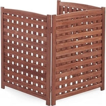 3 Panels Air Conditioner Fence Screen Outdoor, Wood Cedar Privacy Fence ...
