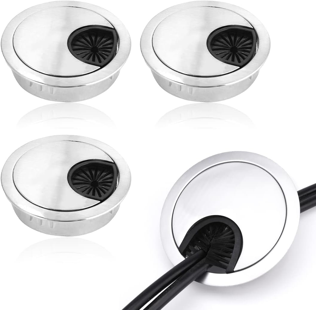 Pasacables para escritorios redondos, 4 piezas tapa para pasar cables y alambres para mesas ...