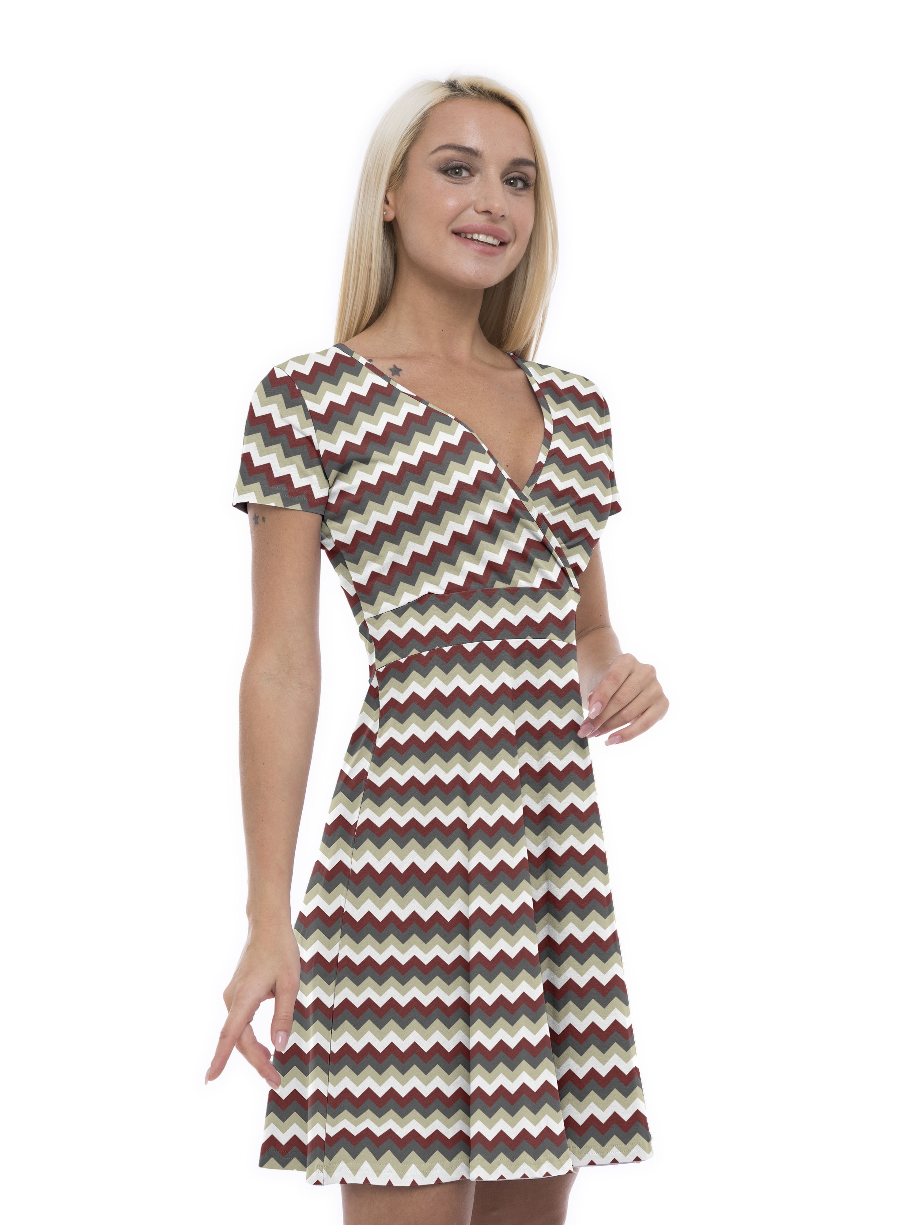 Women’s A Line Chevron Summer Dress, Retro Triangle Arrangement, Cross ...