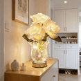 Artificial Rose Crystal Glass Vase Rechargeable Cordless Touch Control ...