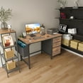 Computer Desk with Fabric File Drawers Cabinet, 47 Inch Reversible Home ...