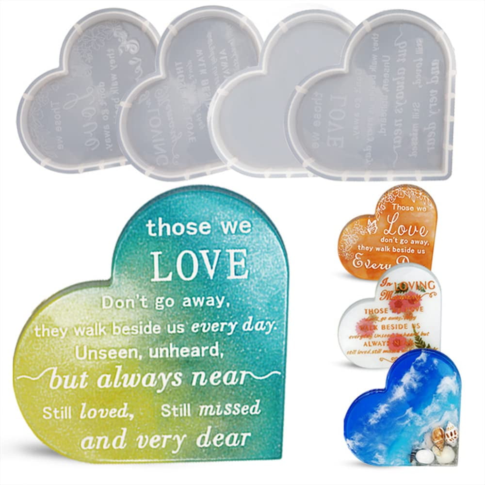 4 Pcs Heart Sign Molds, Resin Molds Silicone Molds for Epoxy, Resin ...