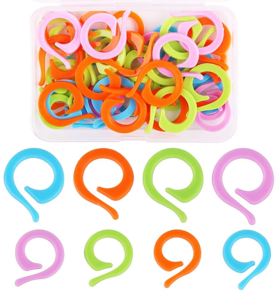 50 PCS Knitting Stitch Rings, Knitting Crochet Markers with Plastic Box ...