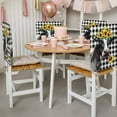 Farm Cow Chair Back Covers Set of 8, Sunflower Black Plaid Watercolor ...