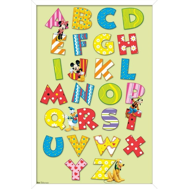 Disney Mickey Mouse - Alphabet Wall Poster, 14.725" x 22.375", Framed ...