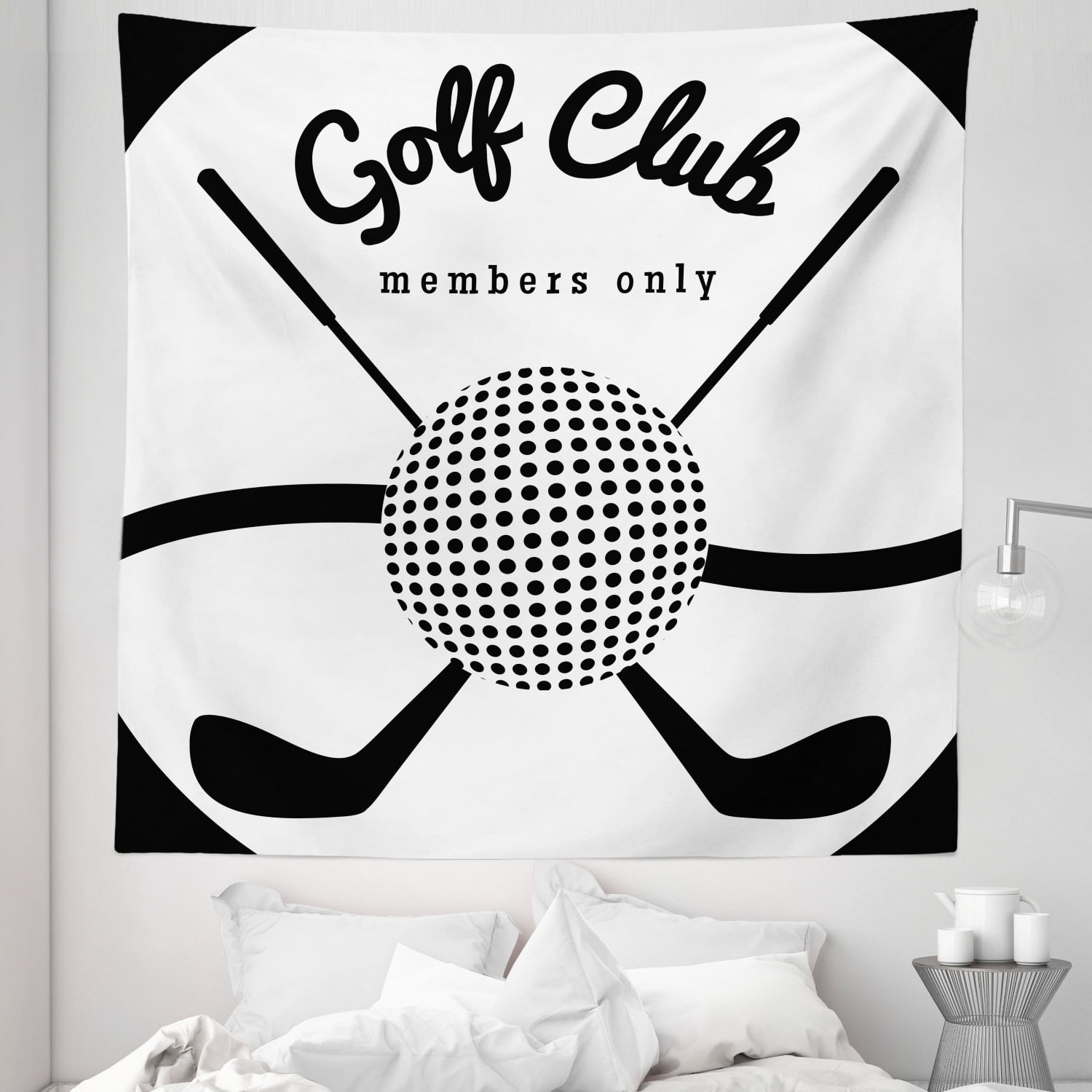 Golf Tapestry, Golf Club Sign with Members Only Typography Minimalist ...