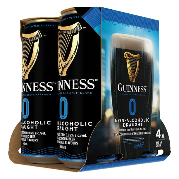 Guinness 0 Non Alcoholic Draught Beer, Non-Alcohol Beer 4 Pack 4 x ...