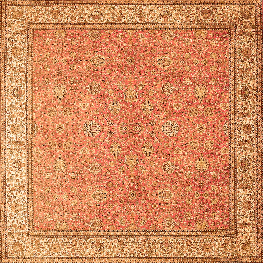 Ahgly Company Indoor Square Persian Orange Traditional Area Rugs, 4 ...