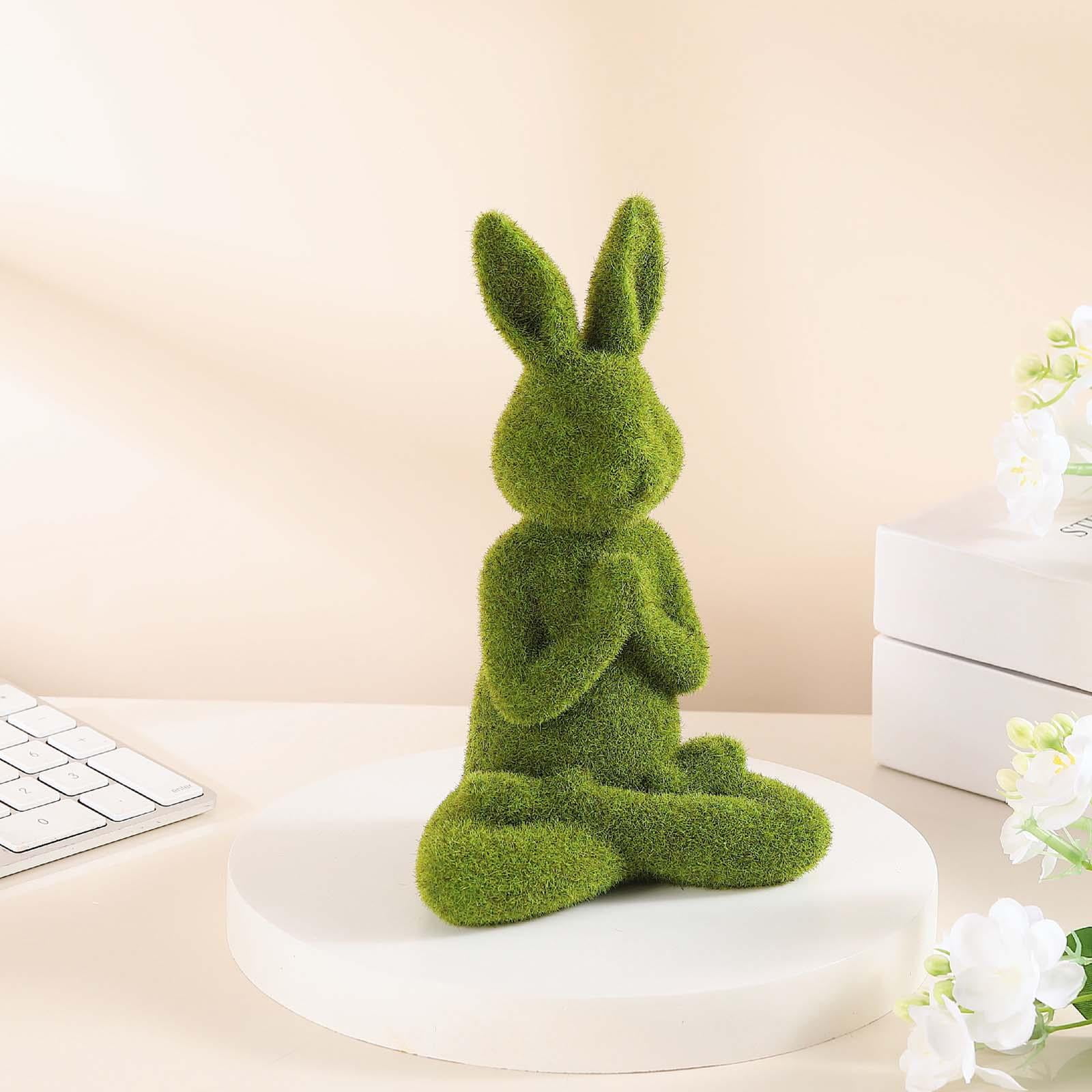 Cute Flocking Rabbit Statue, Bunny Sculpture, Outdoor Statues Yoga ...
