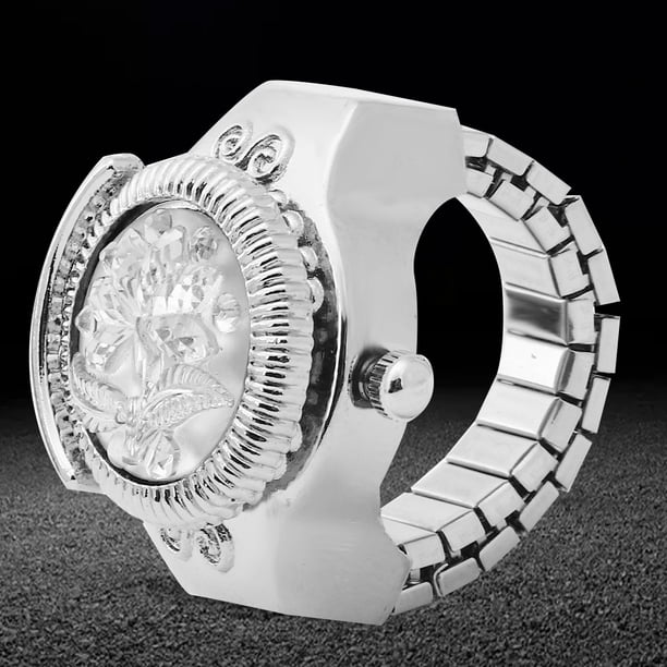 Quartz Ring Watch, Ring Watch, Round Dial Ring Watch Flip-Up Cover Ring ...