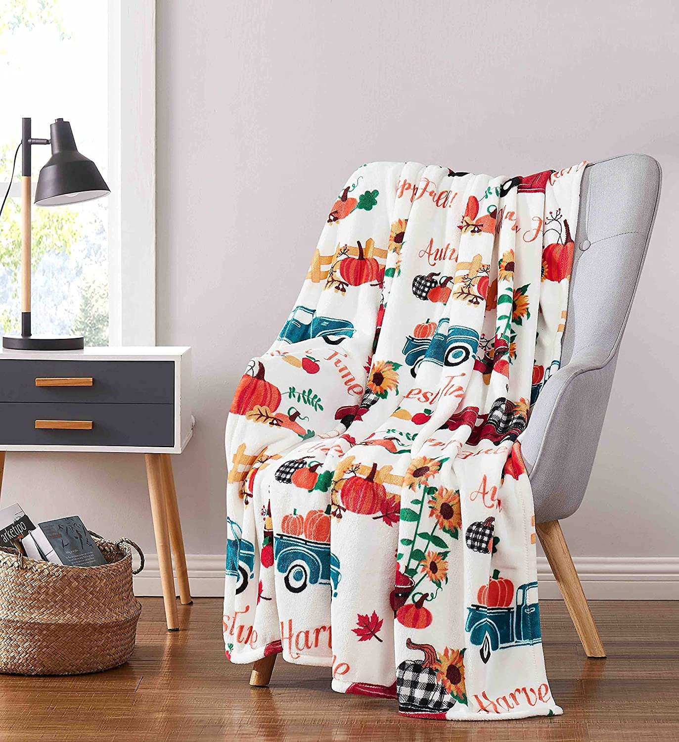 Serafina Home Fall Decor Throw Blanket: Contemporary Farmhouse Truck ...