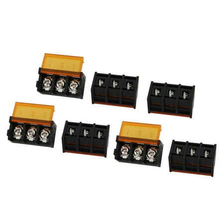 7 Pcs AC300V 20A 3P Single Row Screw Terminal Block Strip Barrier w ...