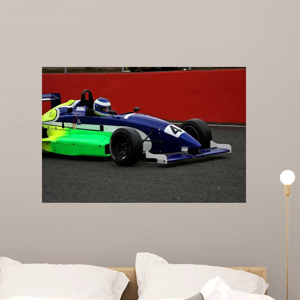 Race Car Driving through Wall Mural Decal Sticker, Wallmonkeys Peel ...