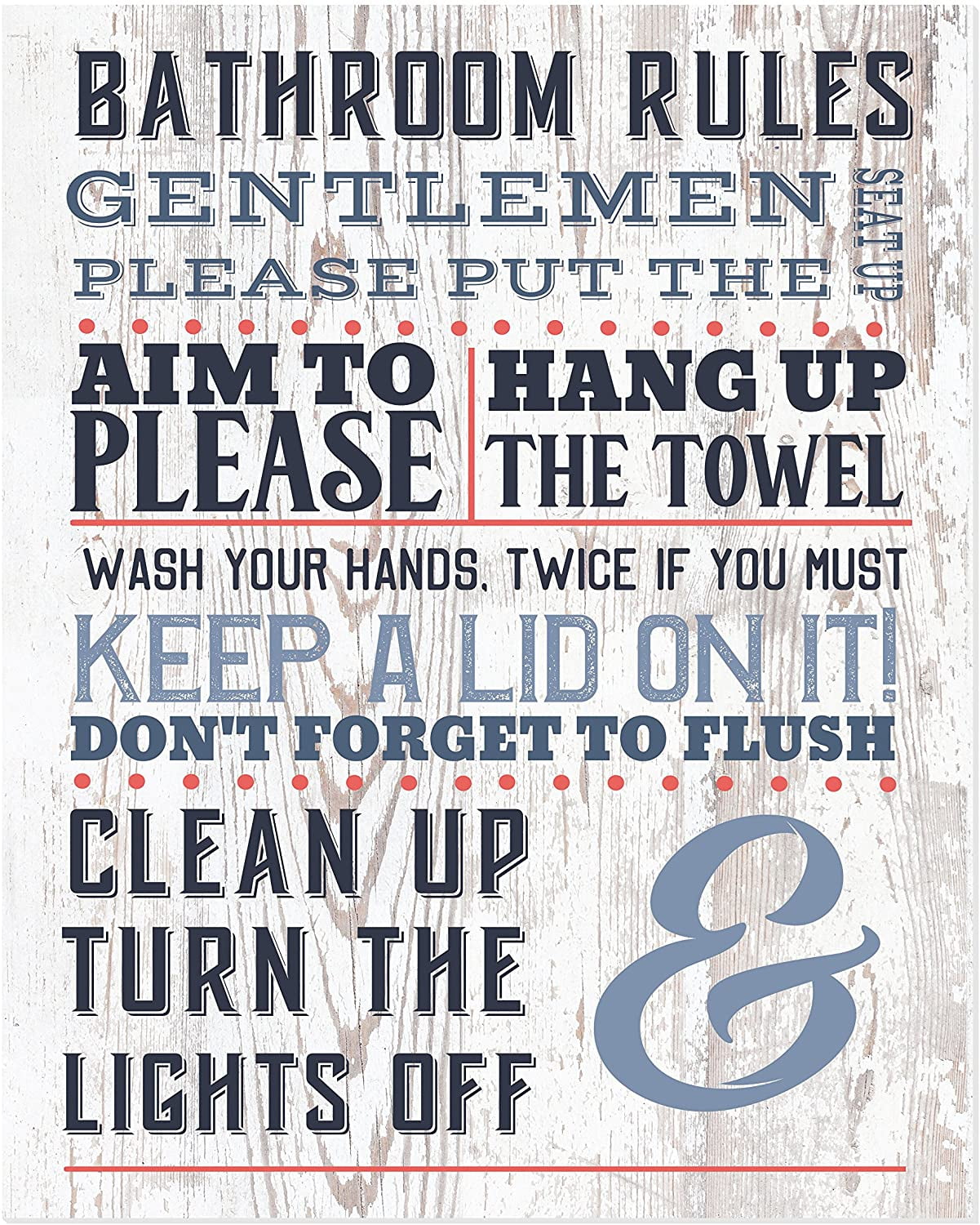 Bathroom Rules White Wood Wall Sign 12x15 - Walmart.com