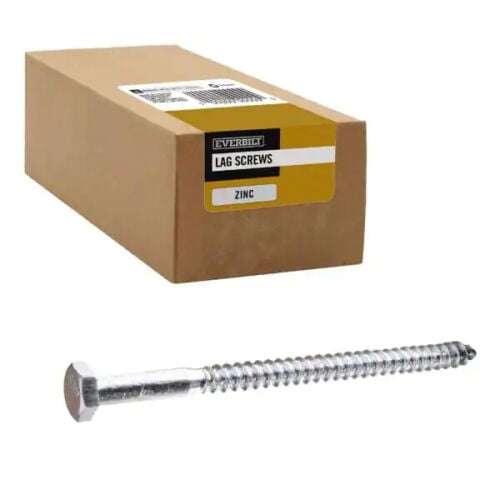 Everbilt 1/4 in. x 4 in. Hex Zinc Plated Steel Lag Screw (50-Pack ...