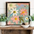 8x8 Inch Framed Wood Wall Art, Whimsical Textured Flower Painting on ...