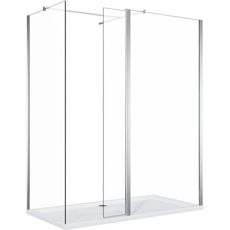 ELEGANT Easy Clean Clean Shower Cabin Glass 760mm Main Shower Door with ...