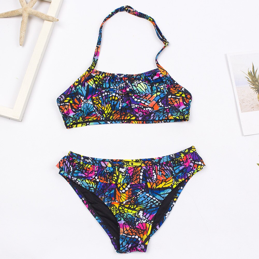 2022 Children's Swimwear Two Piece Butterfly Swimsuit For Girls Halter ...