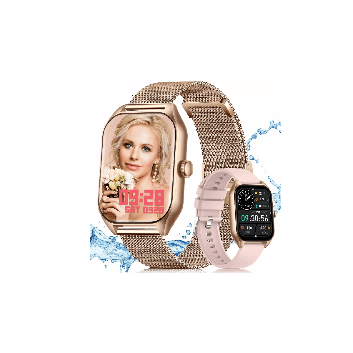 Reloj Inteligente Deportivo Bluetooth, Smartwatch Para Mujer Dorado ...
