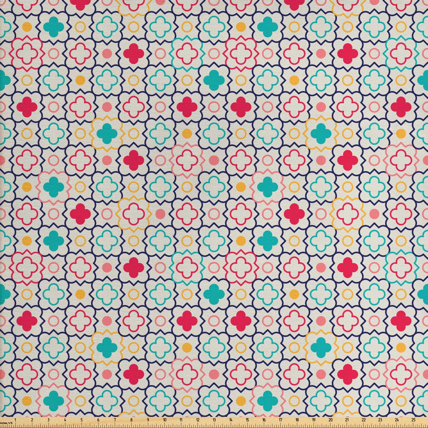Quatrefoil Fabric By The Yard Traditional Tile Pattern Clovers Lattice