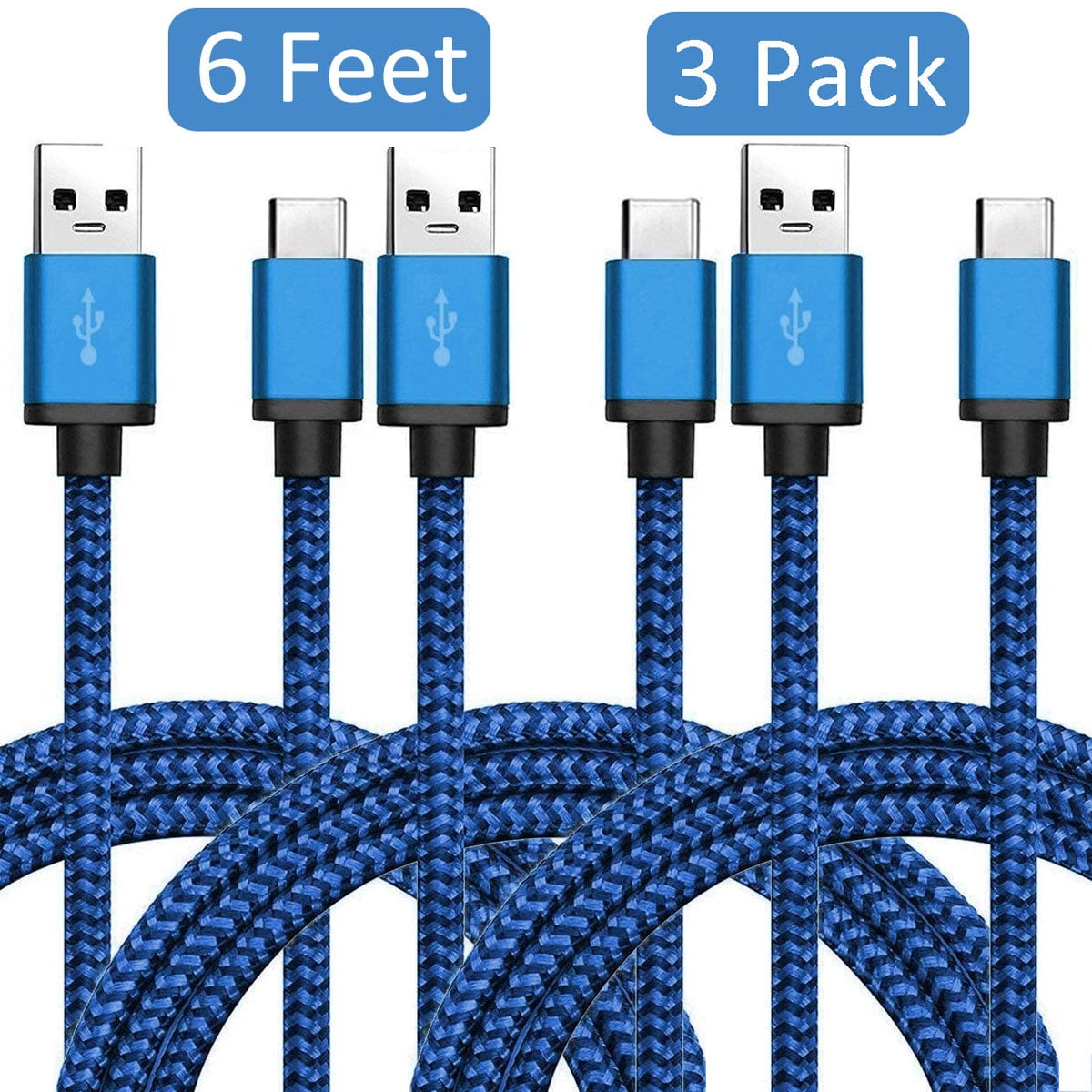 Type C Cable EEEkit 3 Pack 6ft USB C Type C Fast Charging Cable Data Sync Cable Cord For type-c-cable-eeekit-3-pack-6ft-usb-c-type-c-fast-charging-cable-data-sync-cable-cord-for